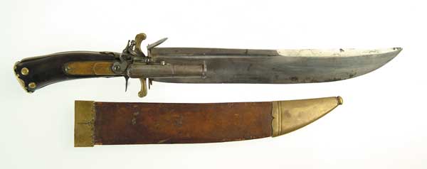 COMBINATION KNIFE AND FLINTLOCK PISTOL.