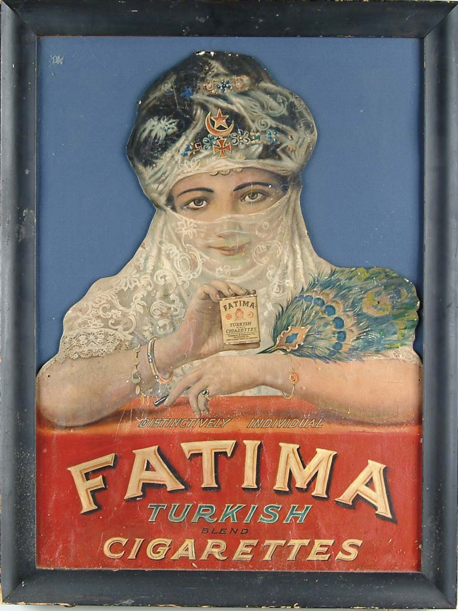 FATIMA CIGARETTES CARDBOARD DISPLAY.