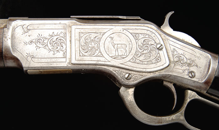 ENGRAVED WINCHESTER MODEL 1873 LEVER ACTION RIFLE.