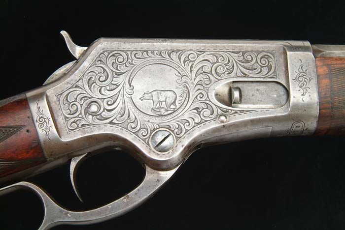 VERY RARE DELUXE ENGRAVED MARLIN MODEL 1881 LEVER ACTION RIFLE.