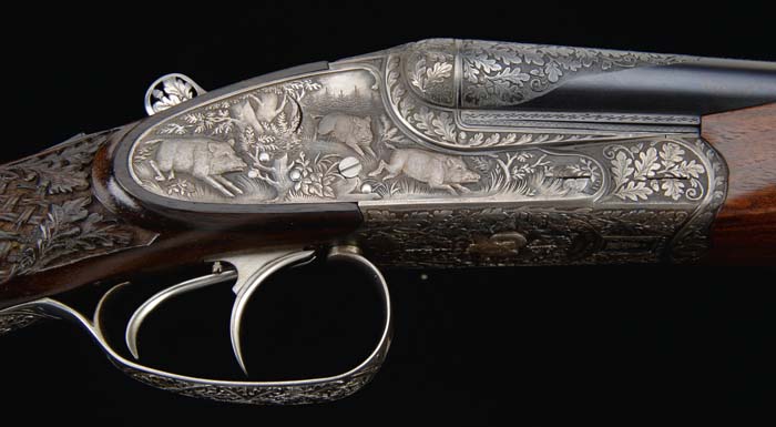 *SPECTACULAR ENGRAVED & CARVED MERKEL DOUBLE RIFLE.