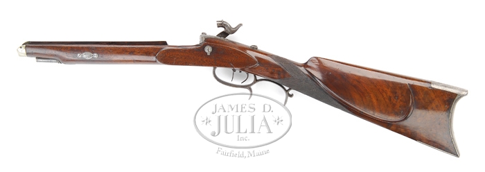 EXTREMELY RARE JOHN KRIDER CASED HALF-STOCK TARGET RIFLE.