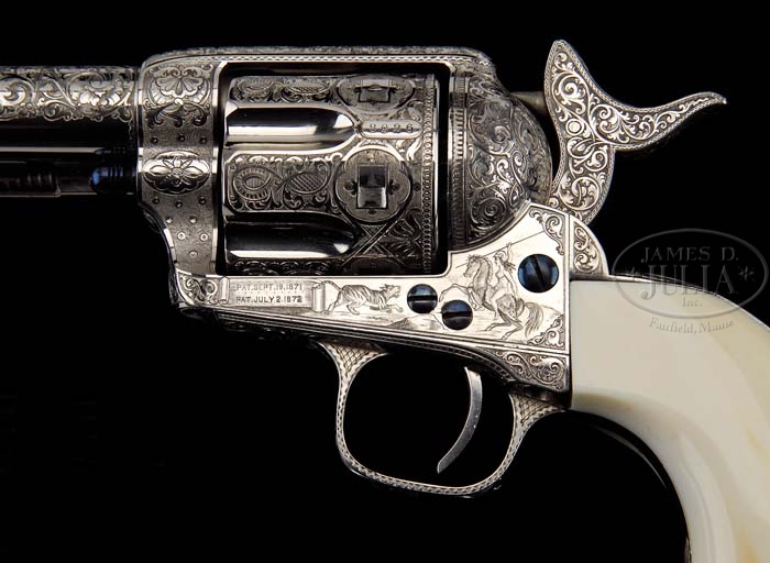 EXTRAORDINARILY RARE PANEL SCENE ENGRAVED COLT SINGLE ACTION ARMY ...
