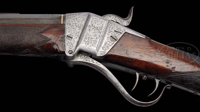 EXTREMELY RARE EXHIBITION QUALITY SHARPS MODEL 1853 SPORTING RIFLE WITH ...