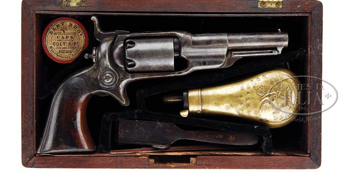 CASED COLT ROOT MODEL 7 PERCUSSION REVOLVER.