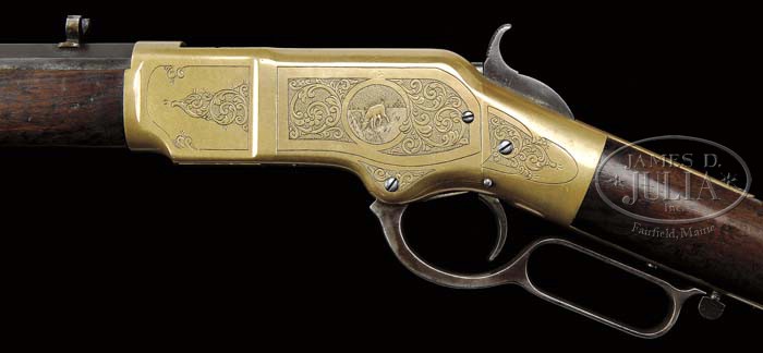 CUSTOM ENGRAVED WINCHESTER 2ND MODEL 1866 LEVER ACTION RIFLE.