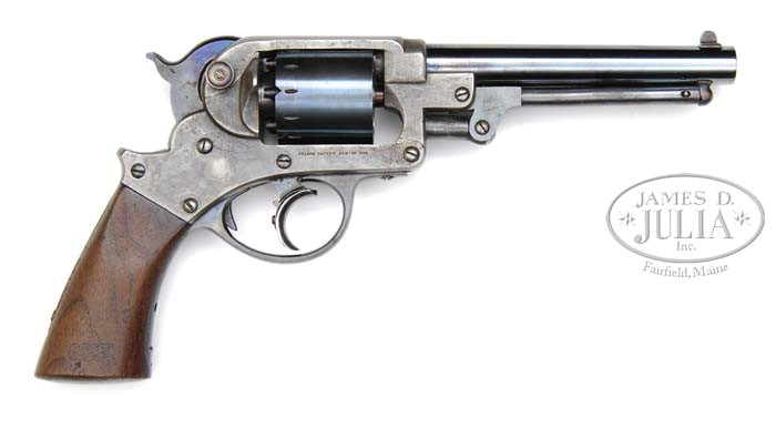 RARE STARR DA ARMY PERCUSSION REVOLVER WITH COLOR CASE HARDENED FRAME.
