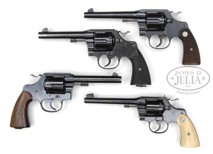 *LOT OF 3 COLT NEW SERVICE REVOLVERS, AND ONE COLT OFFICERS MODEL ...