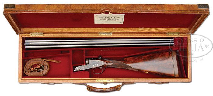 *BOSS SIDELOCK EJECTOR SINGLE TRIGGER GAME GUN WITH CASE.