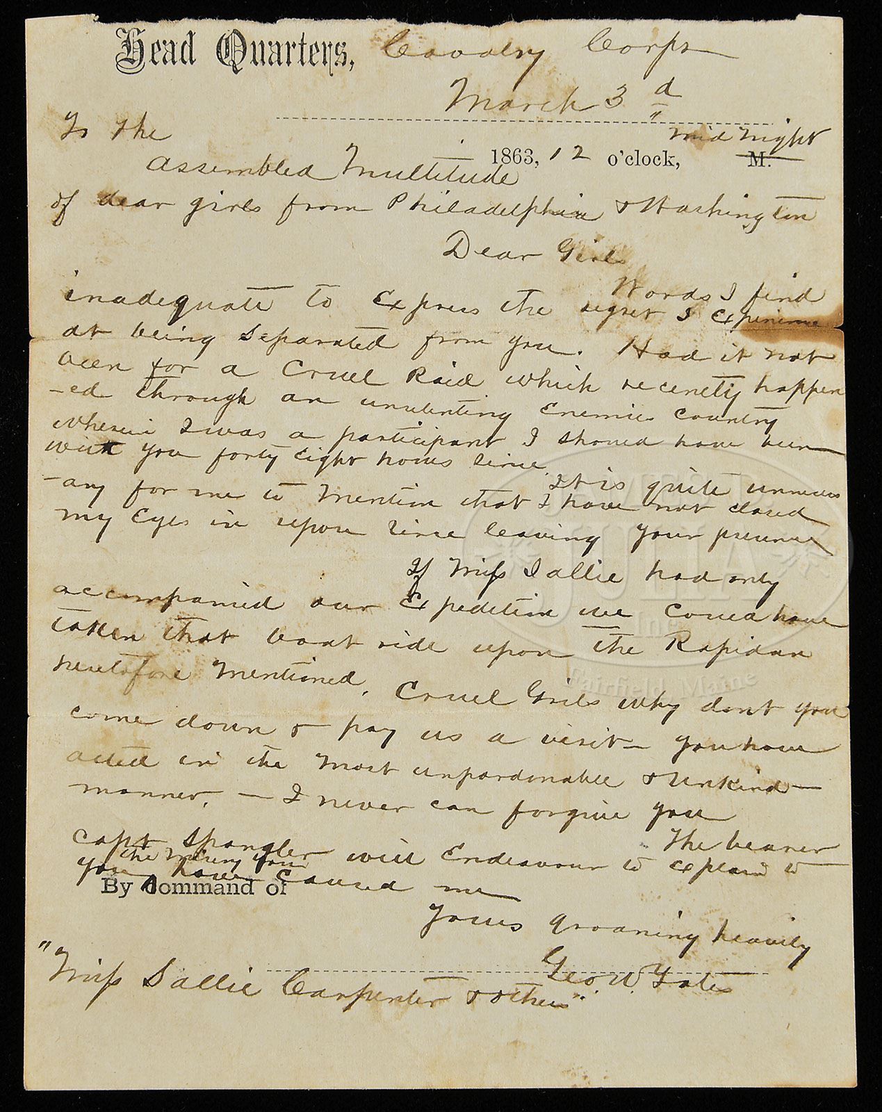 RARE SIGNATURE AND WAR TIME LETTER BY CAPTAIN GEORGE YATES WHO WAS ...