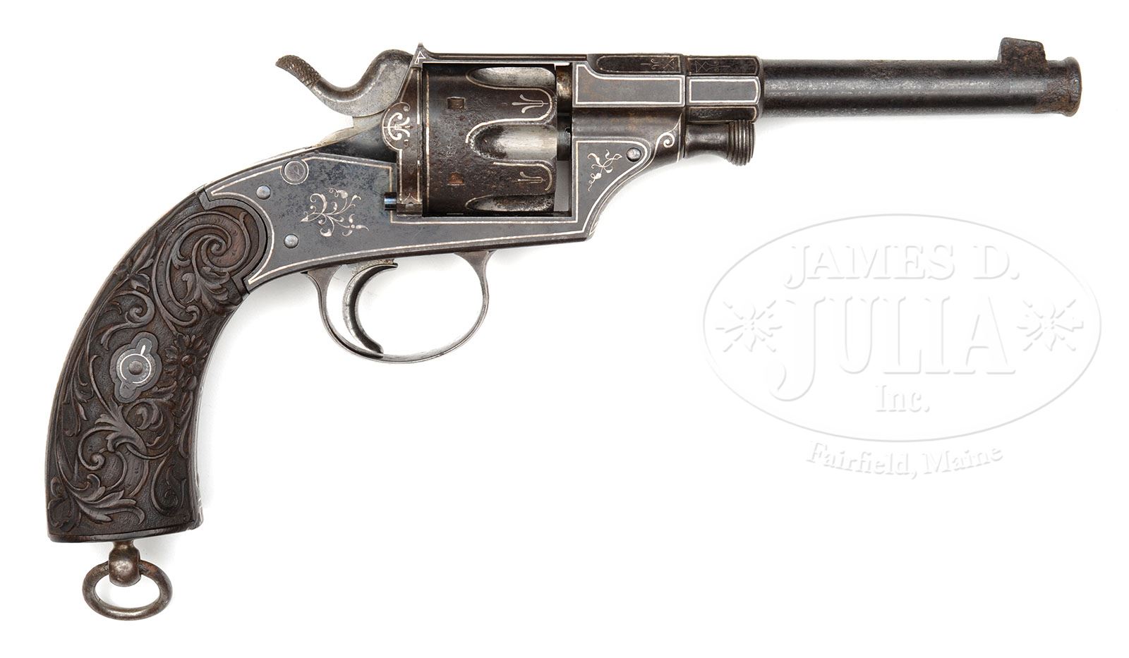 RARE CASED ENGRAVED COMMERCIAL C.G. HAENEL MODEL 1879 ARMY REVOLVER.
