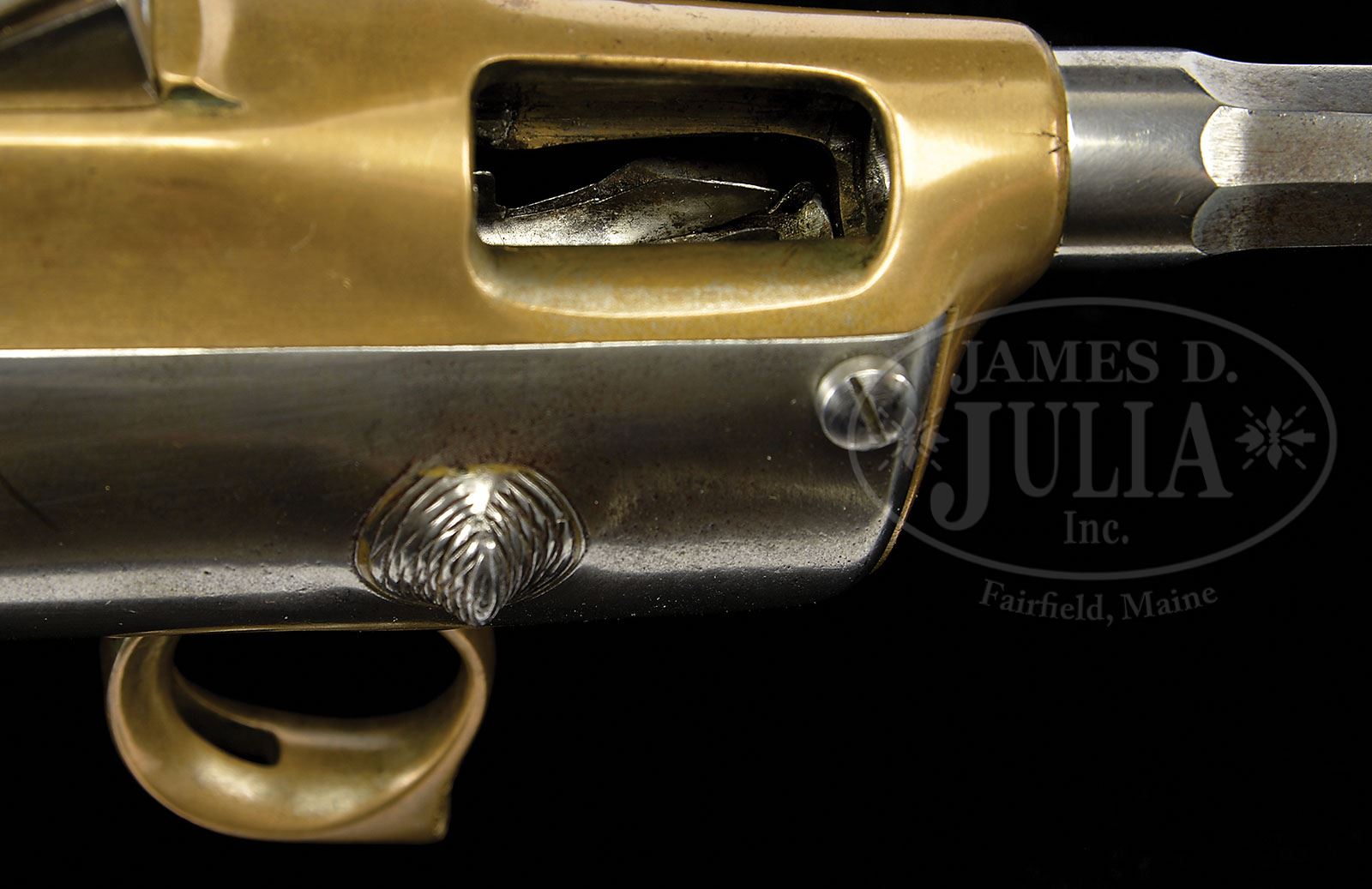 EXCEPTIONALLY RARE REIGER MANUAL REPEATING PISTOL M1889 WITH BRASS FRAME.