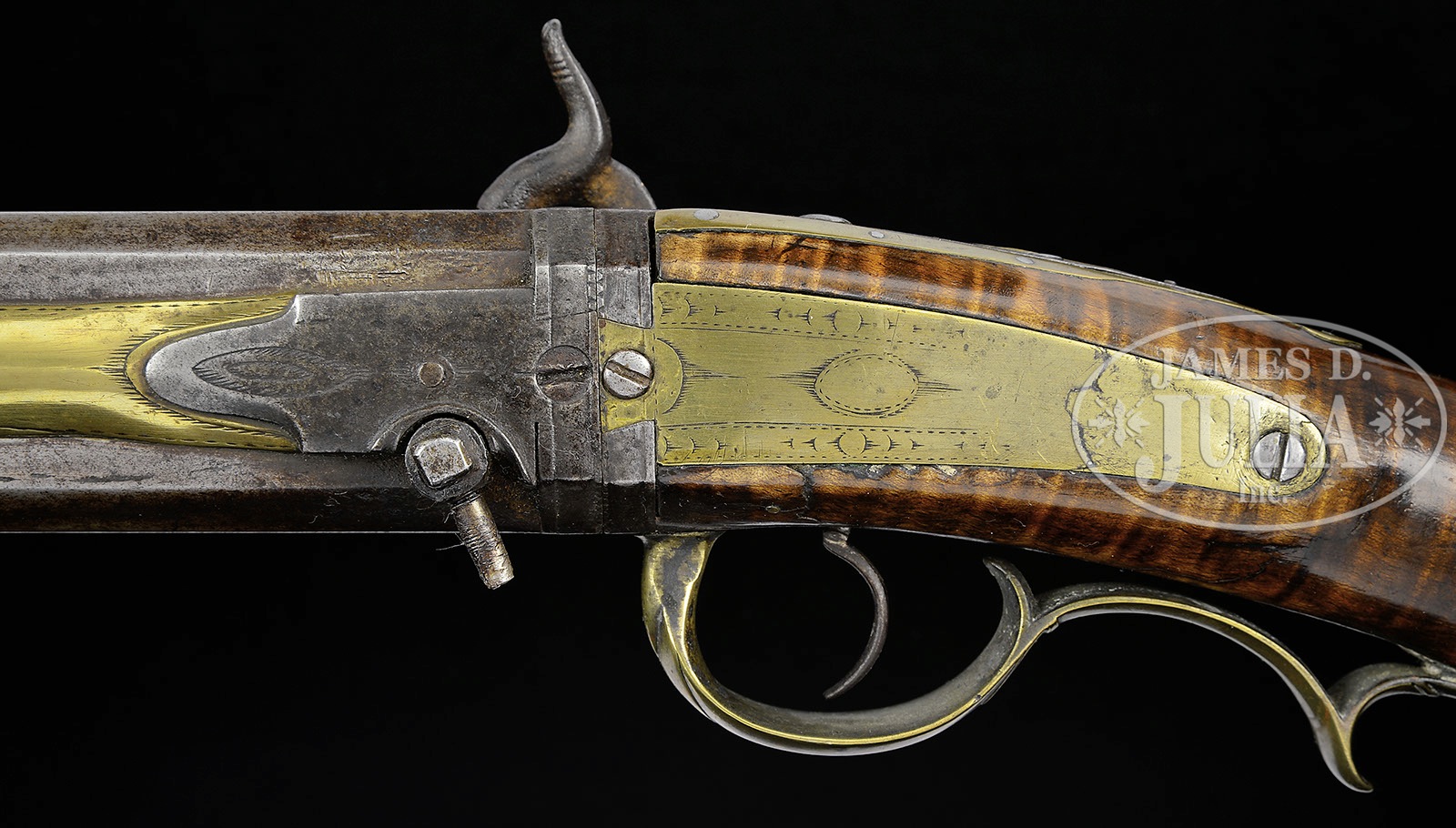 PERCUSSION OVER AND UNDER NICHOLAS HAWK, MONROE COUNTY, PA KENTUCKY RIFLE.