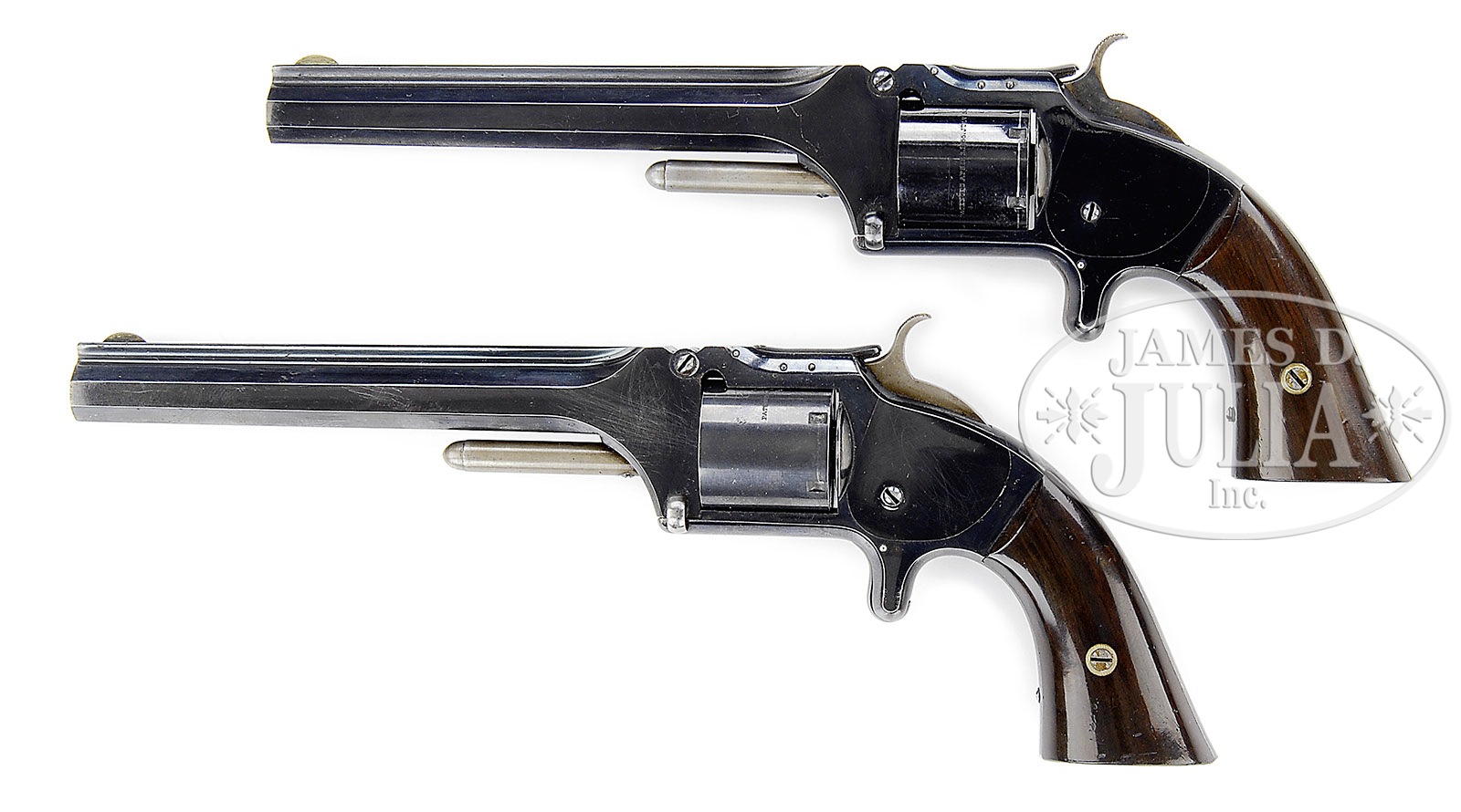 SPECTACULAR CASED BRACE OF SMITH & WESSON NO. 2 ARMY SPUR TRIGGER ...