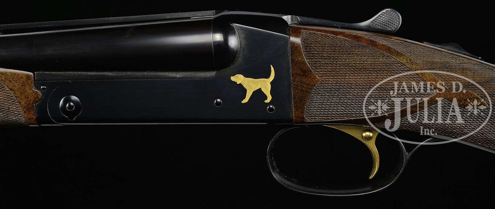 CUSTOM WINCHESTER VENTILATED RIB MODEL 21 .410 INLAID WITH GOLD DOGS ...
