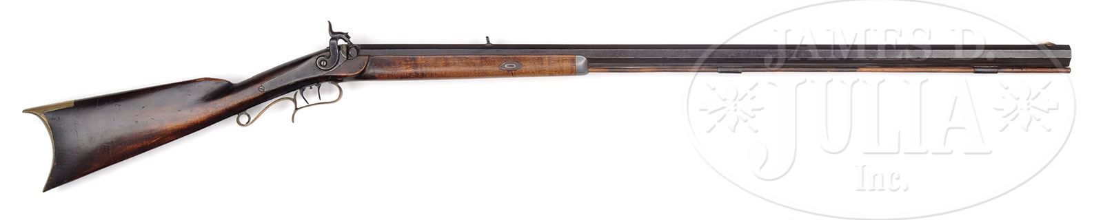 RARE AND DESIRABLE SAMUEL HAWKEN HALF-STOCK PERCUSSION PLAINS RIFLE.