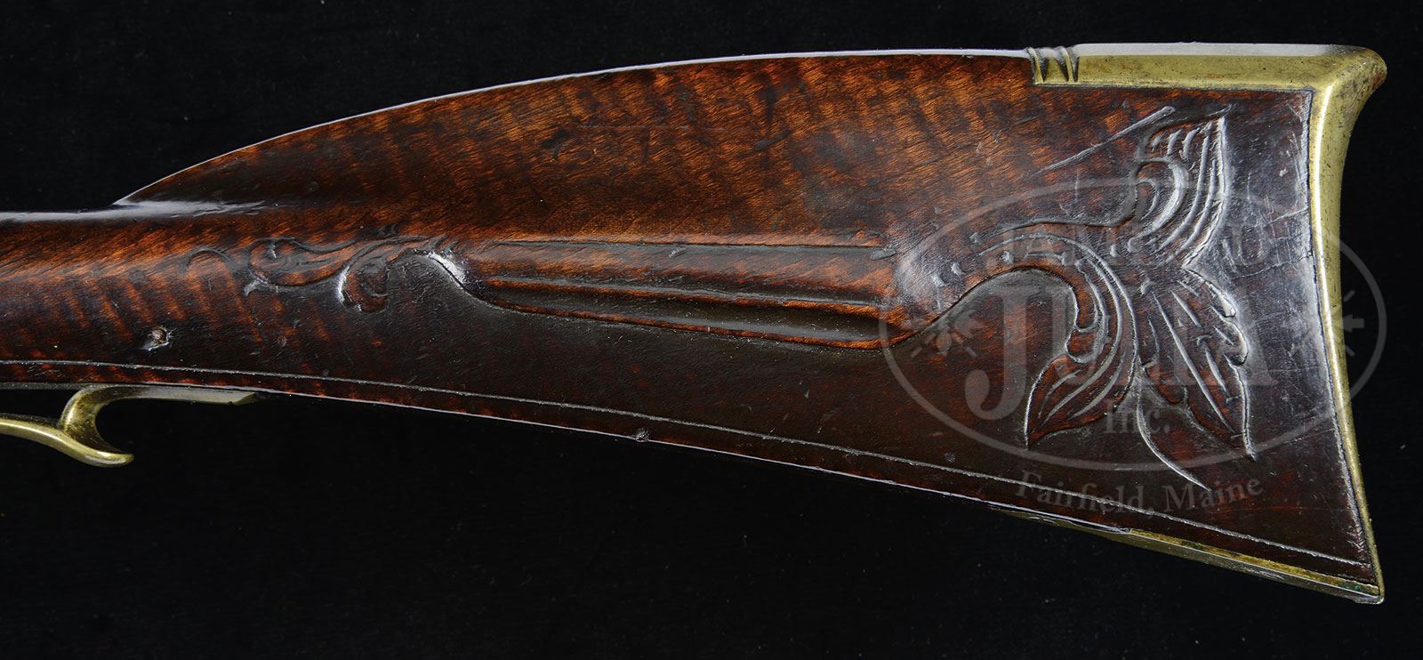 RELIEF CARVED FLINTLOCK KENTUCKY SMOOTH RIFLE ATTRIBUTED TO READING ...