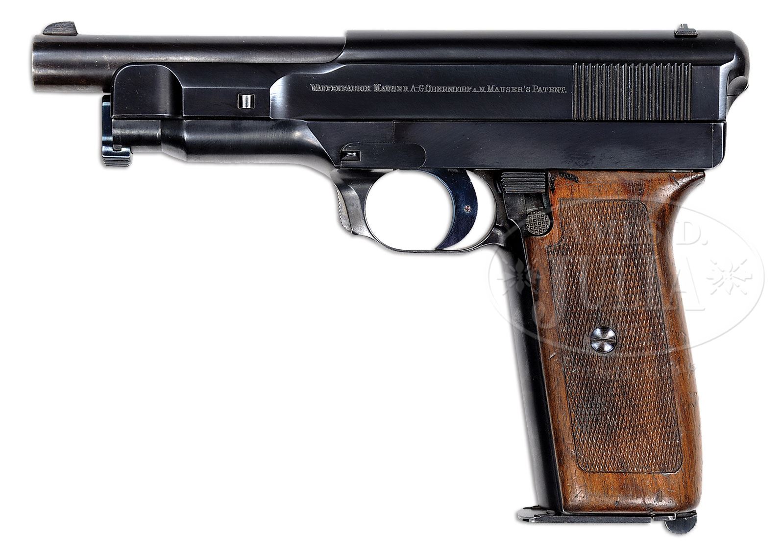 PHENOMENAL MAUSER M1912/14 IN .45 ACP WITH MATCHING MAGAZINE.