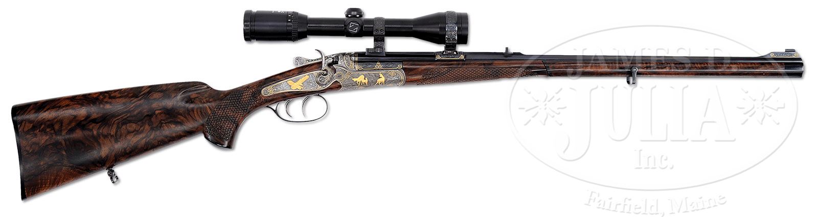 EXCEPTIONAL DEEP CHISEL ENGRAVED AND GOLD INLAID KIPPLAUF STUTZEN ...