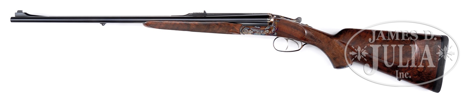 HAMBRUSCH “CONCO ARMS” 375 H&H MAGNUM SIDE BY SIDE DOUBLE RIFLE.