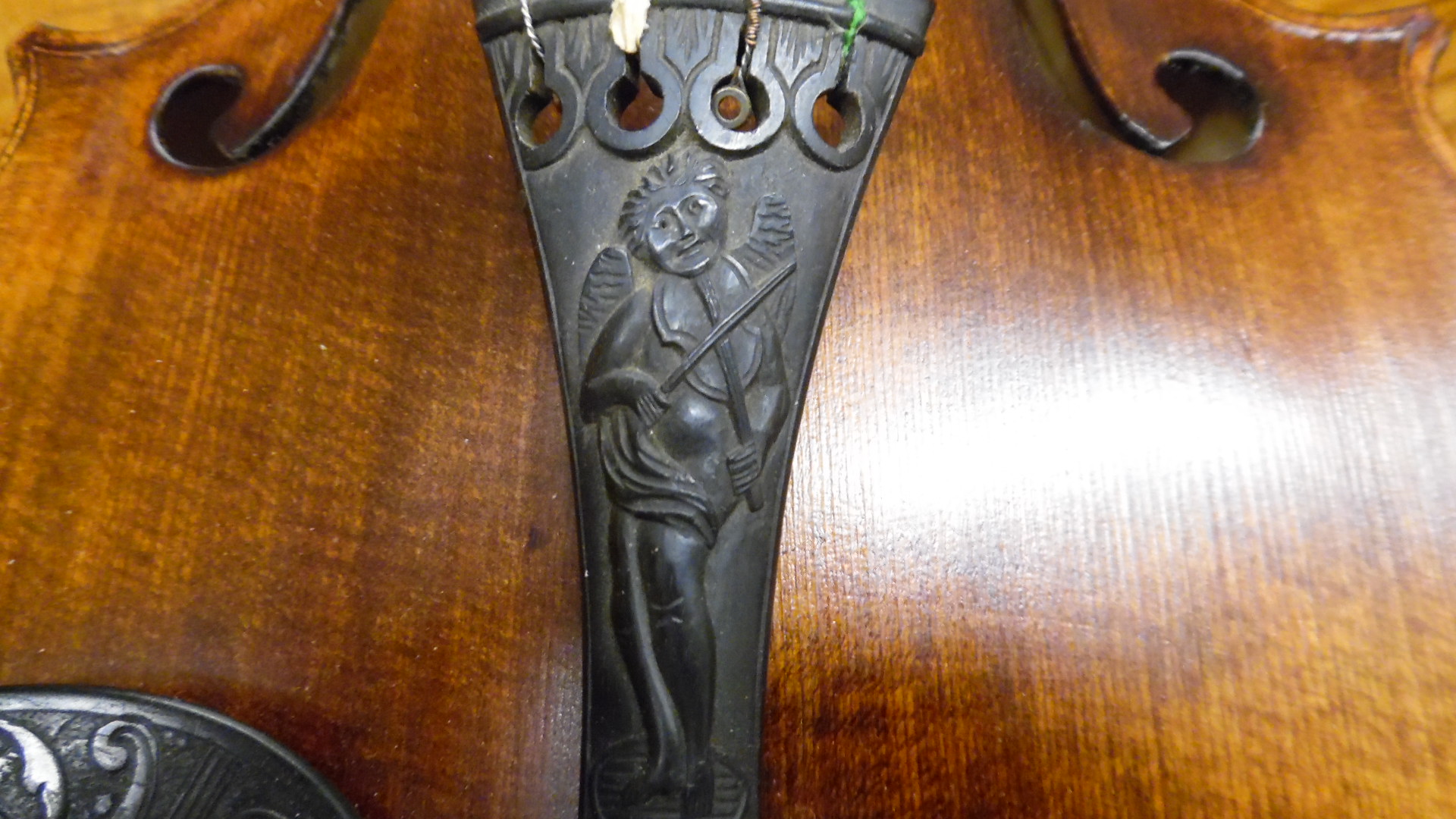 OUTSTANDING FOLK ART CARVED VIOLIN WITH CUSTOM CARVED CASE BY E. P ...