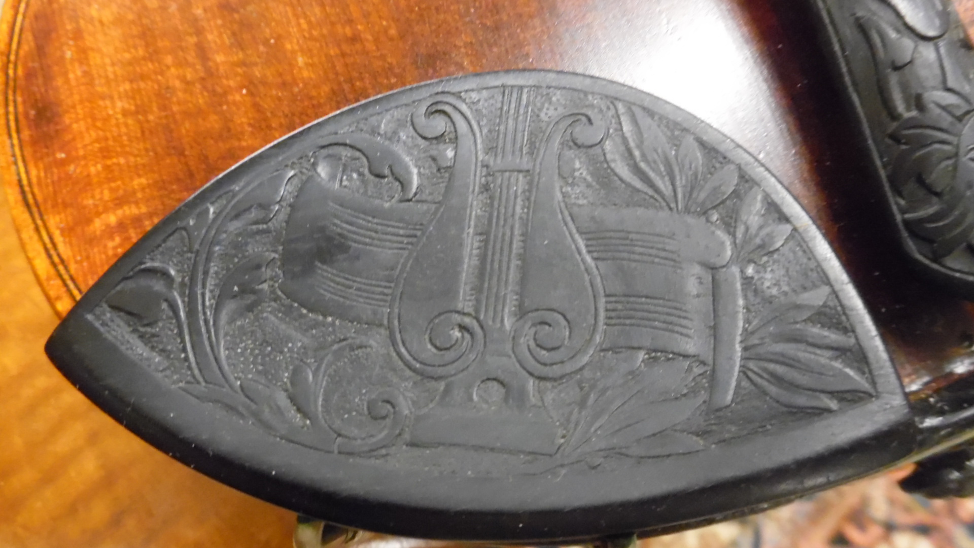 OUTSTANDING FOLK ART CARVED VIOLIN WITH CUSTOM CARVED CASE BY E. P ...