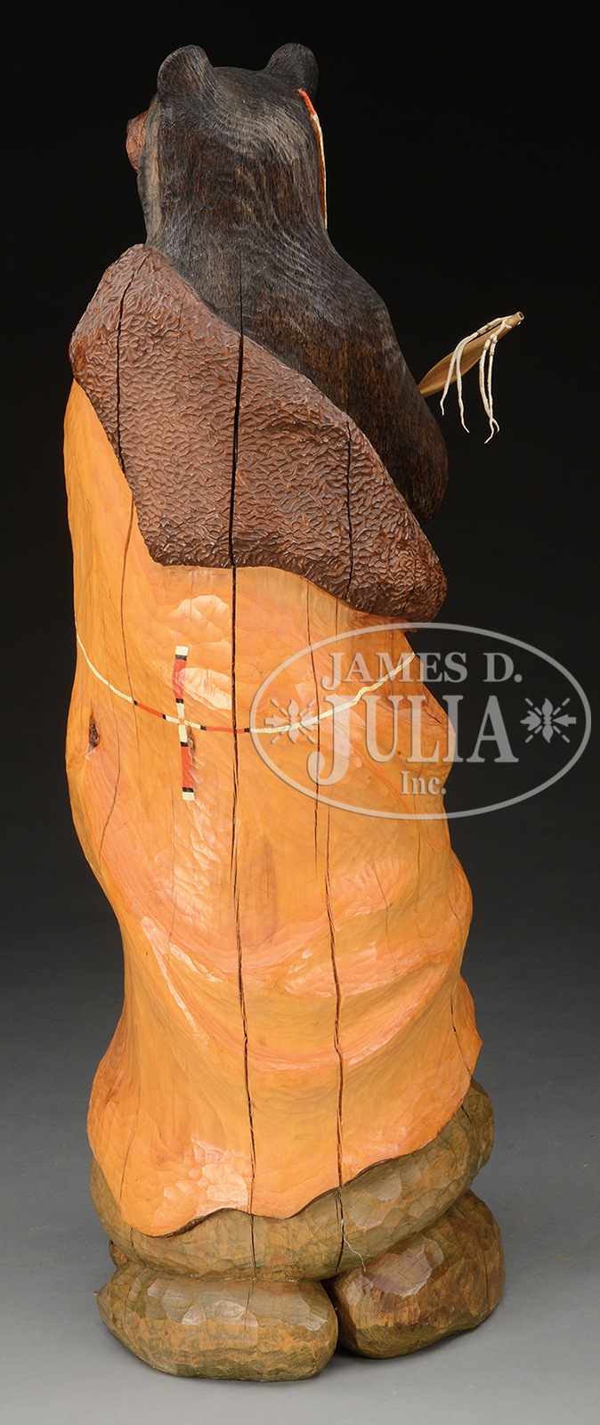 BRIAN STOCKMAN CARVING OF A BEAR IN ROBE WITH CATLINITE PIPE.