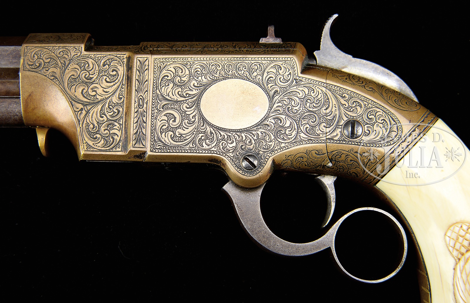 ELABORATELY ENGRAVED VOLCANIC NEW HAVEN ARMS NO. 2 NAVY PISTOL.
