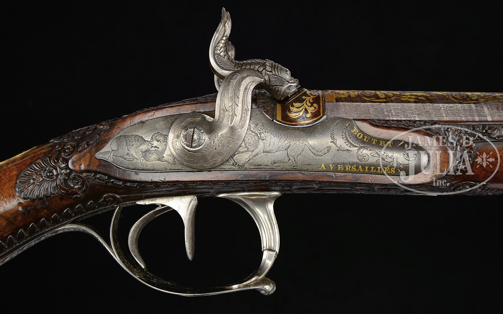 EXEMPLARY ORNATE PERCUSSION DOUBLE GUN BY NICHOLAS NOEL BOUTET, LIKELY ...