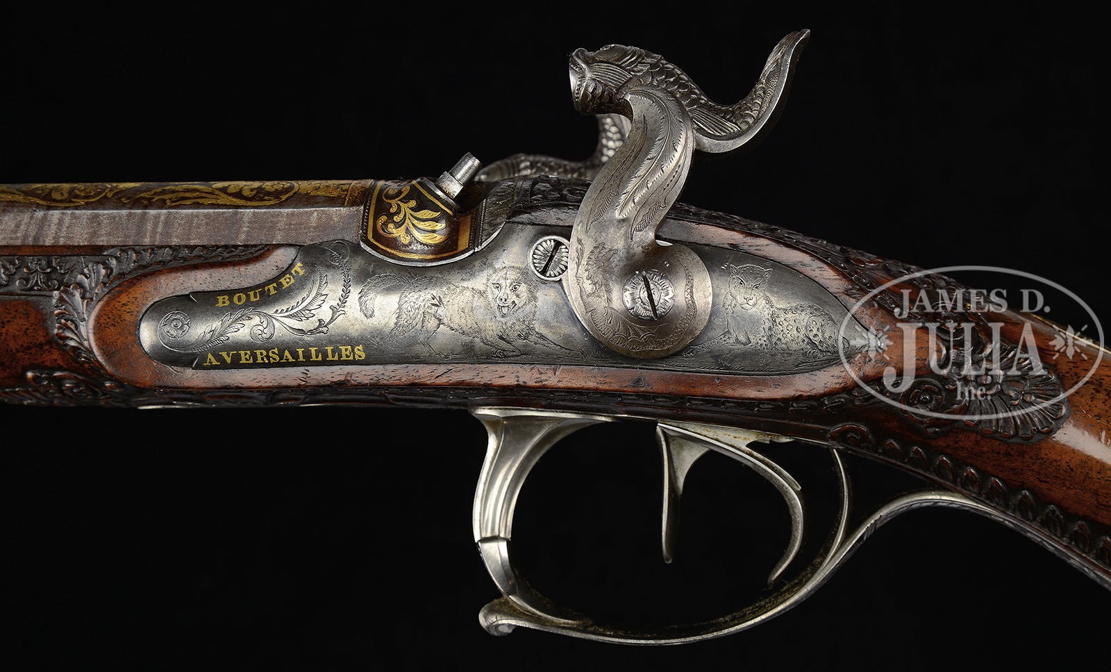 EXEMPLARY ORNATE PERCUSSION DOUBLE GUN BY NICHOLAS NOEL BOUTET, LIKELY ...