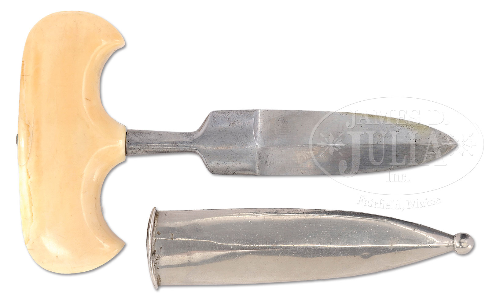 RARE WILL & FINCK, SAN FRANCISCO PUSH DAGGER WITH IVORY GRIP.