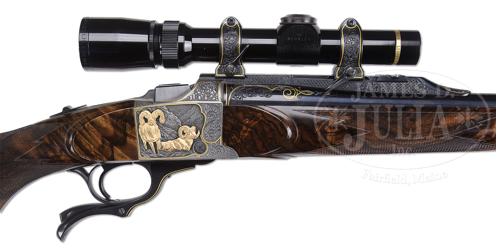 INCREDIBLE RELIEF GOLD INLAID RUGER NO. 1 CUSTOM ENGRAVED AND STOCKED ...