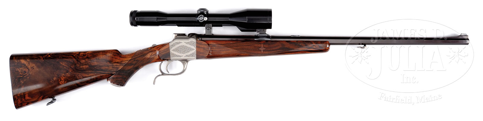 SUPERB HAGN SINGLE SHOT DROPPING BLOCK RIFLE WITH ZEISS SCOPE AND HUEY ...