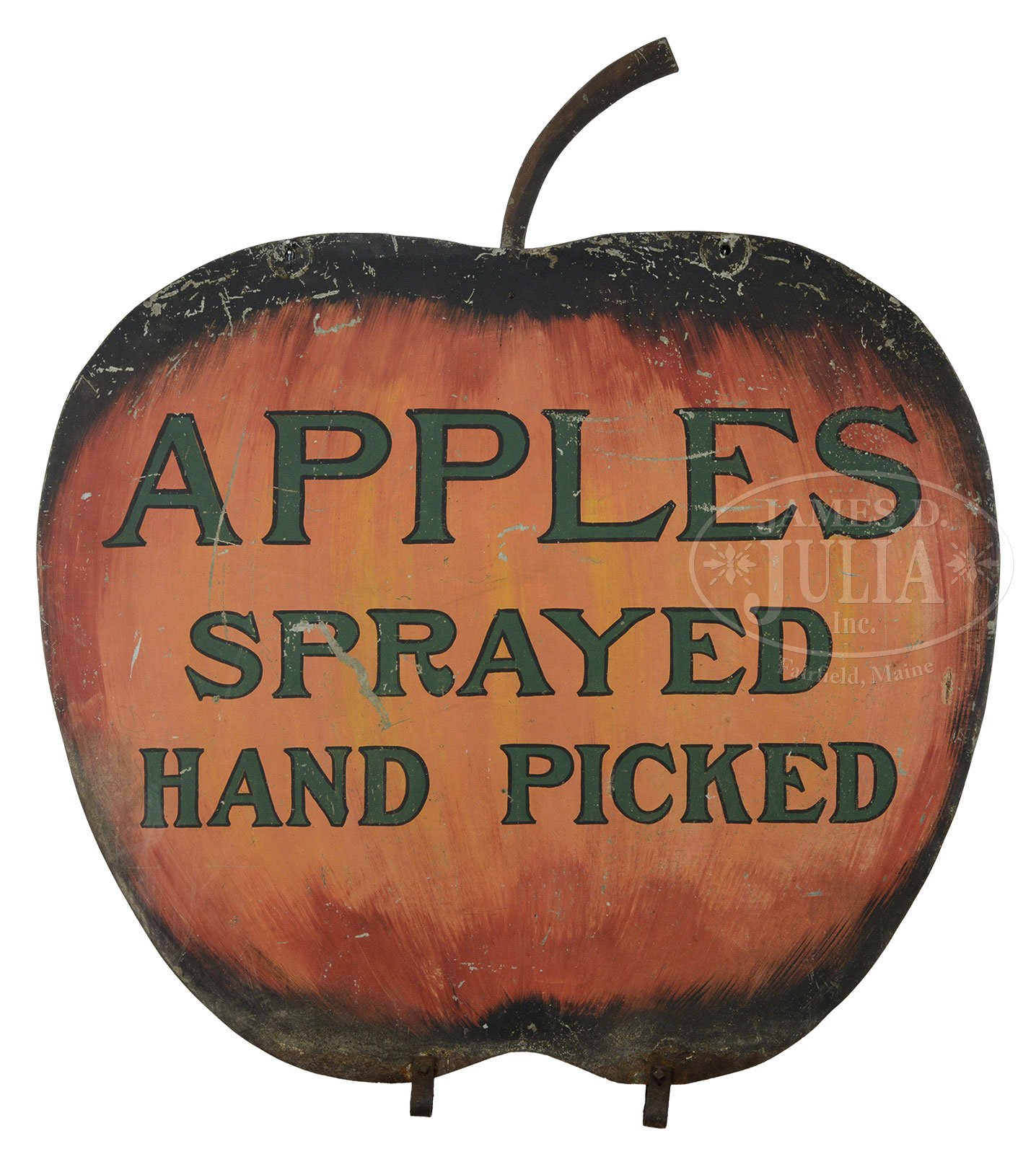 FABULOUS TWO SIDED APPLE FORMED TRADE SIGN IN PAINTED SHEET STEEL ...