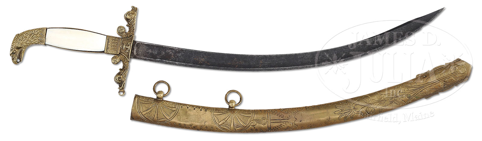 AMERICAN EAGLE POMMEL NAVAL DIRK WITH DOLPHIN QUILLONS.