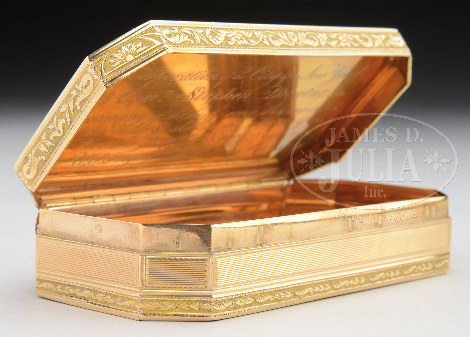 ICONIC AND EXCEEDINGLY RARE GOLD FREEDOM BOX, COMMODORE STEPHEN DECATUR ...